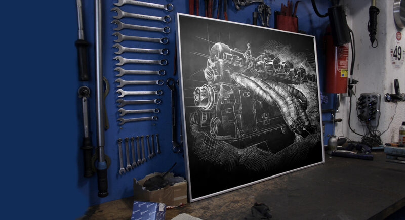 CAR ARTWORKS | Handmade portraits of automotive engines